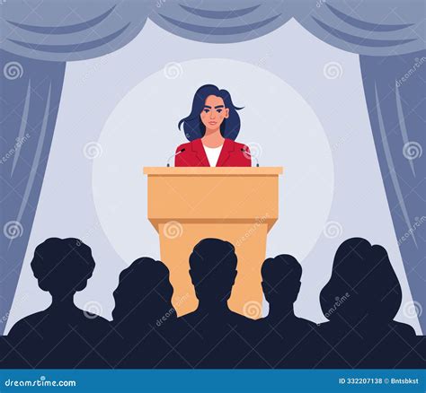 Man Behind The Podium And Screen With Success Graph Listeners Sign Eps