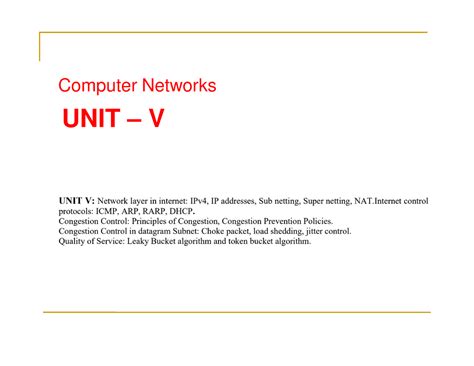 Computernetwork 5 Hai Imp Unit V Computer Networks The Network Layer Principles 1 1 Sure