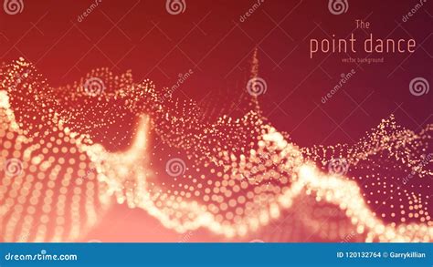 vector abstract red particle wave points array shallow depth of field