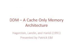 Memory Subsystem And Cache Adapted From Lectures Notes
