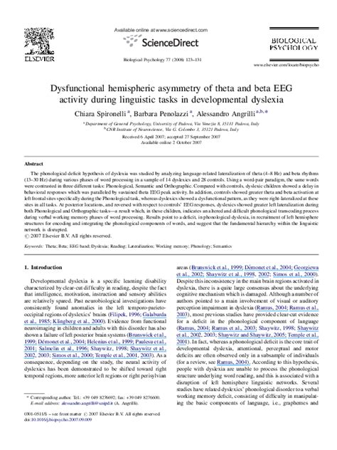 Pdf Dysfunctional Hemispheric Asymmetry Of Theta And Beta Eeg Activity During Linguistic Tasks