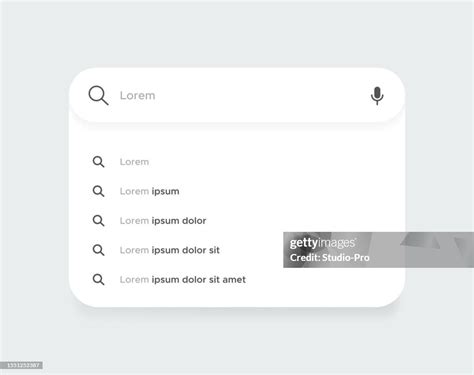 Search Bar For Ui Ux With Suggestions Clean Design Vector Template Search Engine Browser Mockup