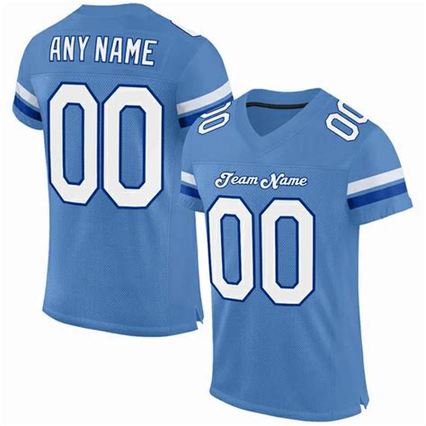 Custom Light Blue Gold White Mesh Authentic Football Jerseywincustom