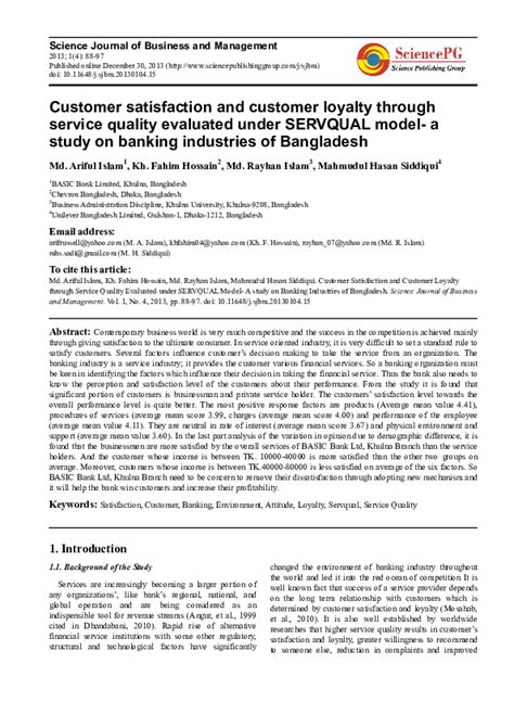 Pdf Customer Satisfaction And Customer Loyalty Through