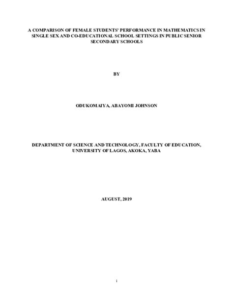 Pdf A Comparison Of Female Students Performance In Mathematics In