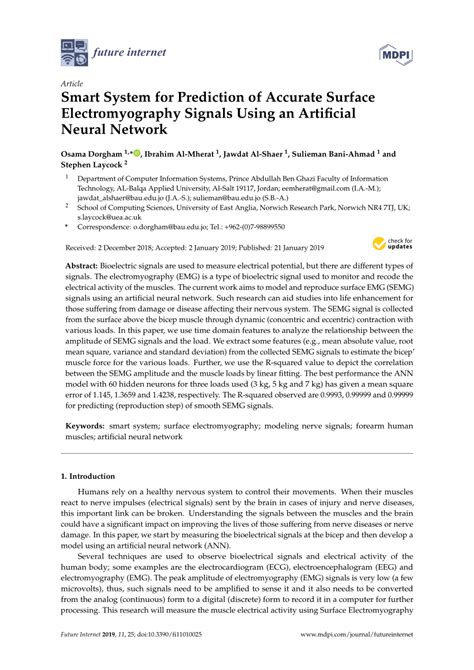 Pdf Smart System For Prediction Of Accurate Surface Electromyography Signals Using An