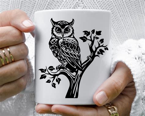 Owl On The Branch SVG Owl SVG Owl Clipart Owl Png Bird Etsy