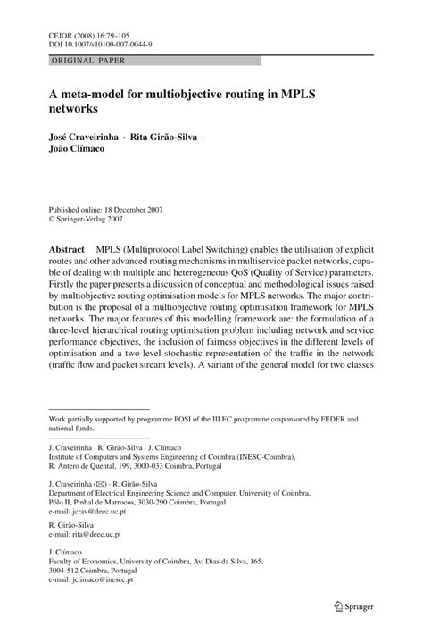 pdf a meta model for multiobjective routing in mpls networks