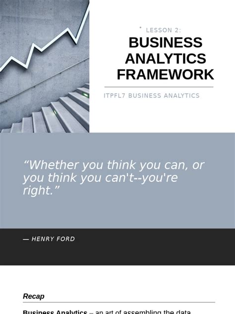 Lesson 2 Business Analytics Framework Pdf Data Analysis Statistics