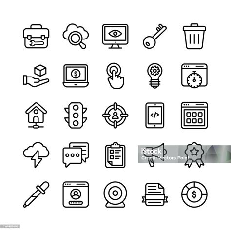 Ilustración De Paquete De Iconos De Línea De Programación Web Y Más Vectores Libres De Derechos