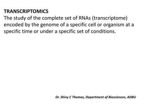 Transcriptomicstechniqes Applicationspdf