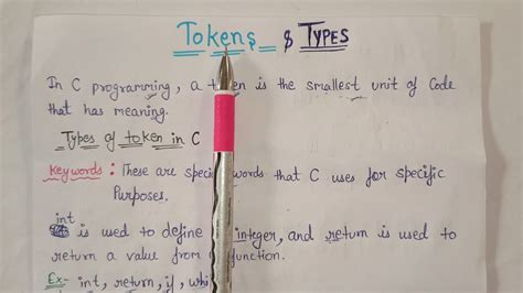 tokens in c types of tokens c programming youtube