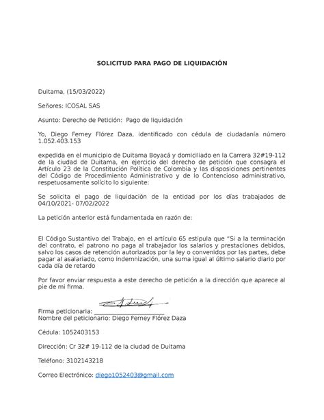 Ejemplo De Carta De Liquidacion Laboral Modelo De Informe Images And
