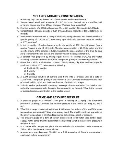 Che Calculations Download Free Pdf Pressure Measurement Pressure