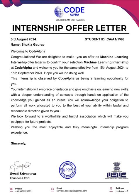 Shukla Gaurav On Linkedin Codealpha Coding Internship Machinelearning Programming