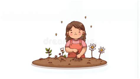 Chibi Girl Tending A Small Garden Stock Illustration Illustration Of Calm Happy 370787334
