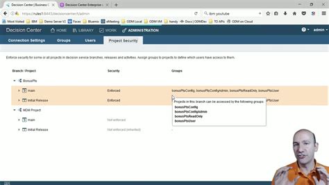 Ibm Odm Decision Center Project Security Youtube