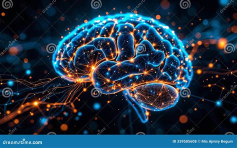 Digital Brain Concept With Neural Networks Stock Illustration