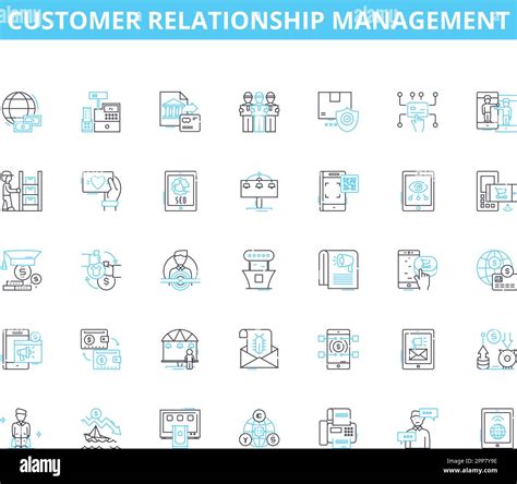 Customer Relationship Management Linear Icons Set Engagement