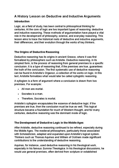 Notes Deductive And Inductive Arguments A History Lesson On Deductive