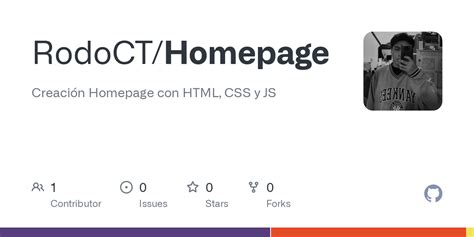GitHub RodoCT Homepage Creación Homepage con HTML CSS y JS