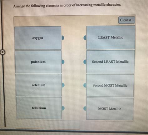 Solved Arrange The Following Elements In Order Of Increasing