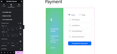 how to style payment form in elementor using better payment wpdeveloper
