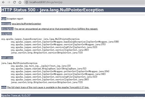 记录报错 java lang nullpointerexception org apache jsp test jsp jspinit