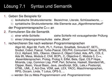 Ppt Lösung 71 Syntax Und Semantik Powerpoint Presentation Free