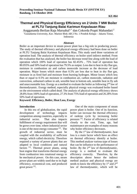 Pdf Thermal And Physical Exergy Efficiency On 2 Units 7 Mw Prosiding