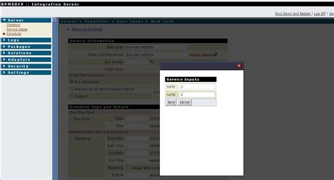 Createschedule A Scheduler In Webmethods To Call A Service With 2 Or
