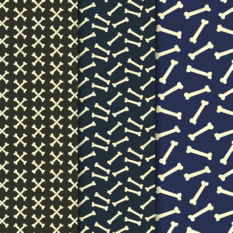 Premium Vector Bone Skull Seamless Pattern Set