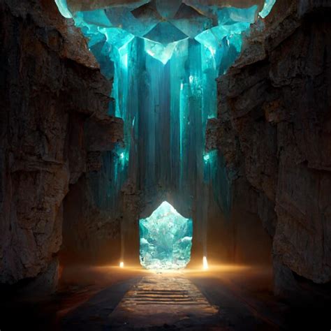 Premium Photo There Is A Cave With A Large Rock And A Small Cave With A Light Generative Ai