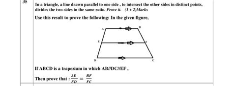 35 In A Triangle A Line Drawn Parallel To One Side To Intersect The Oth