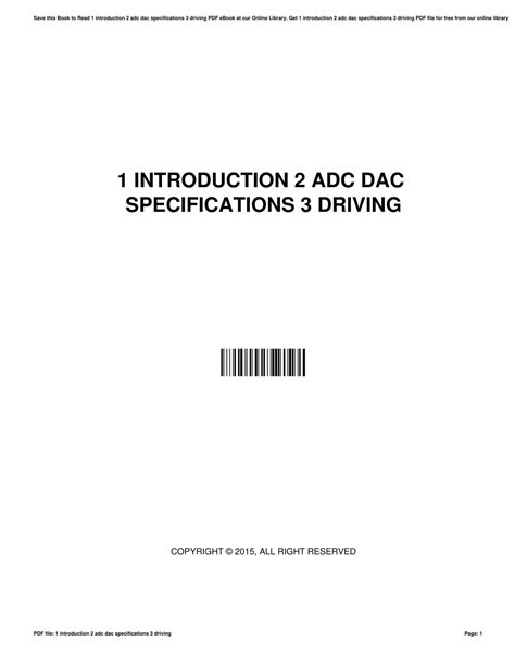 Na 1 Introduction 2 Adc Dac Specifications 3 Driving Page 2 3