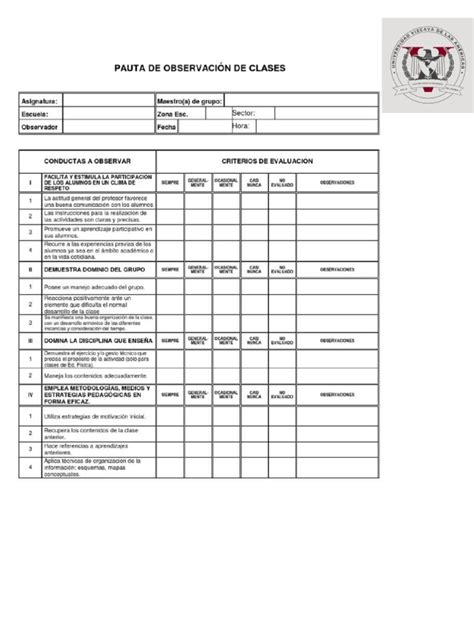 Formatos De Observacion Pdf