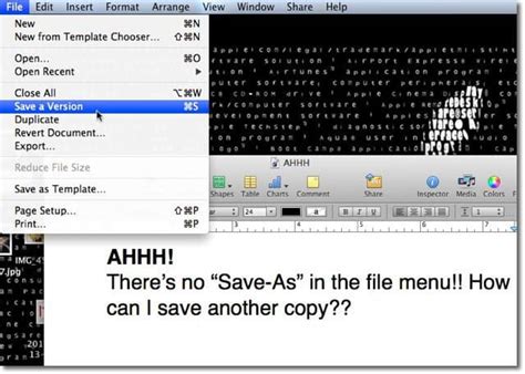 Mac OS X Lion Save As With Versions