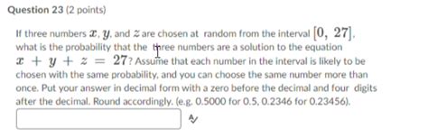 Solved Question 23 2 Points If Three Numbers X Y And Z Chegg Com
