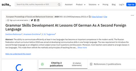 [citation Report] Grammar Skills Development At Lessons Of German As A