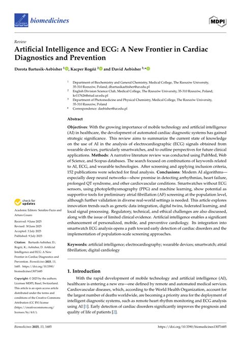 Pdf Artificial Intelligence And Ecg A New Frontier In Cardiac Diagnostics And Prevention