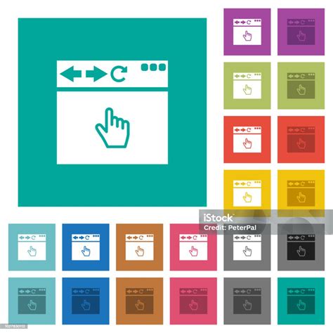 browser pointer cursor square flat multi colored icons stock