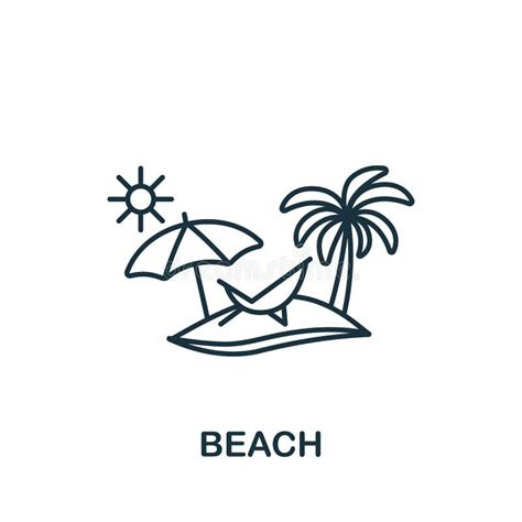 Beach Line Icon Monochrome Simple Beach Outline Icon For Templates