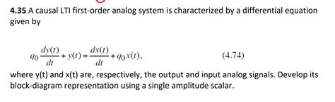 Solved 435 A Causal Lti First Order Analog System Is