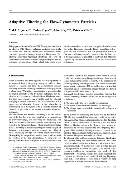 Pdf Adaptive Filtering For Flow Cytometric Particles Patricio Vidal