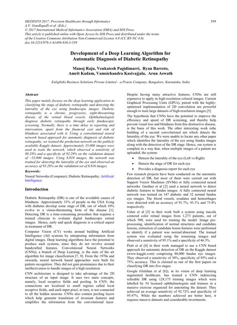 Pdf Development Of A Deep Learning Algorithm For Automatic Diagnosis Of Diabetic Retinopathy