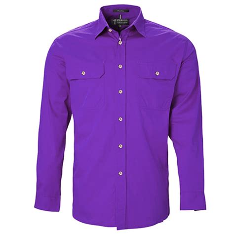 Rm500bt Mens Pilbara Open Front Long Sleeve Shirt Southern Cross