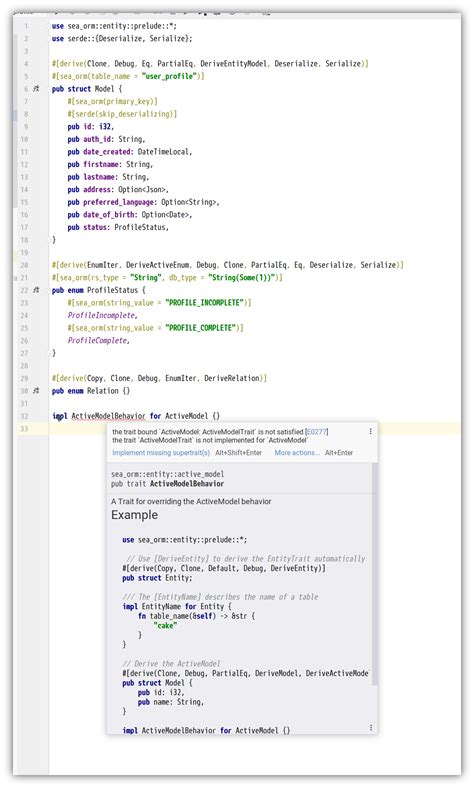 Sea Orm Activemodelbehavior · Issue 8610 · Intellij Rustintellij Rust · Github