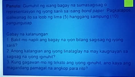 Panuto Gumuhit Ng Isang Bagay Na Sumasagisag StudyX Panuto Gumuhit Ng Isang Bagay Na Sumasagisag StudyX