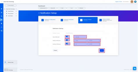 Setup Notification Type On Metering Section Smart View Technology
