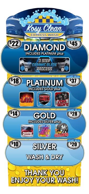 Car Wash Pricing Kosy Clean Express Wash Kosciusko